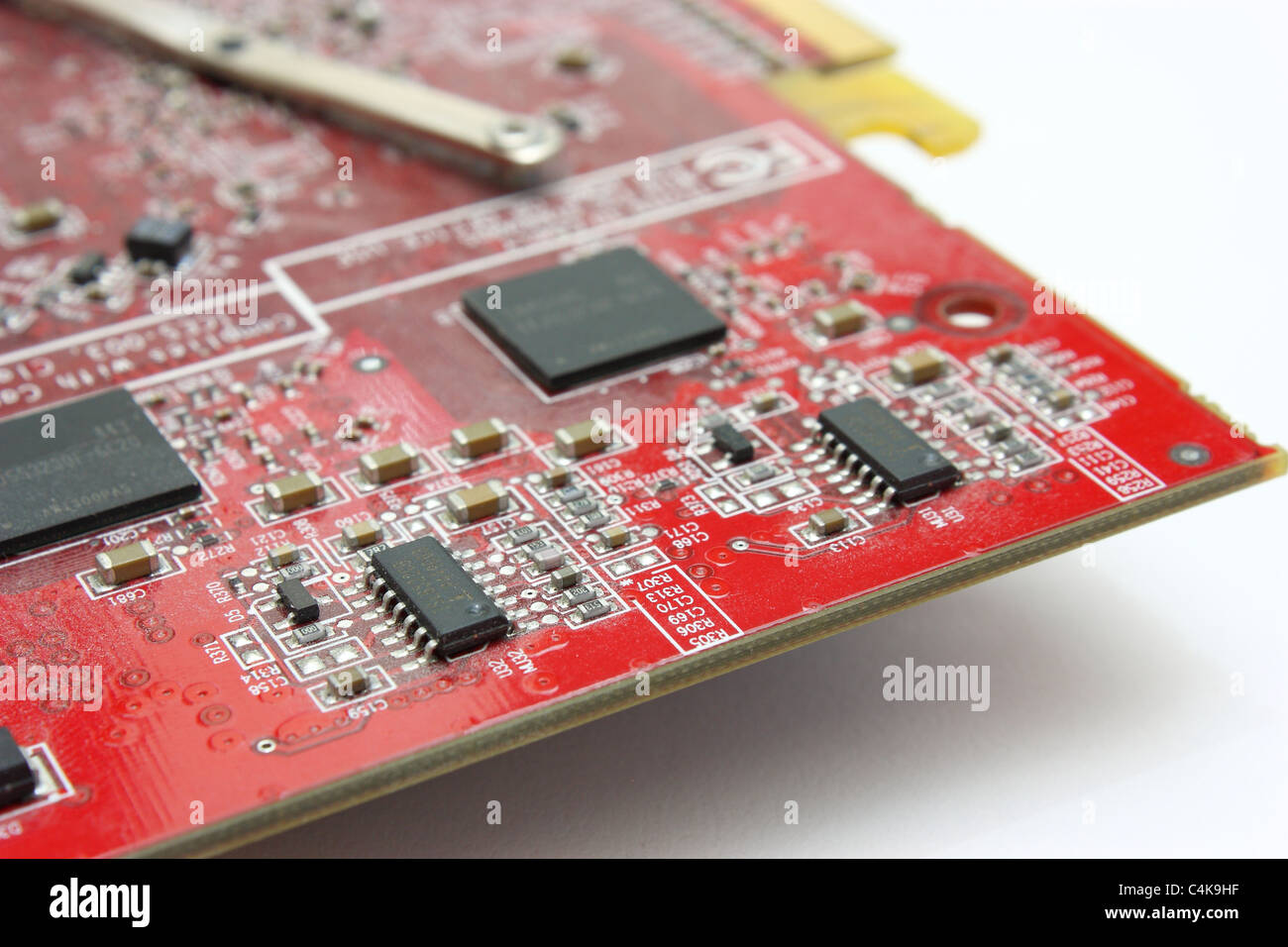 Electronic payment of a video card of red color with radio components ...