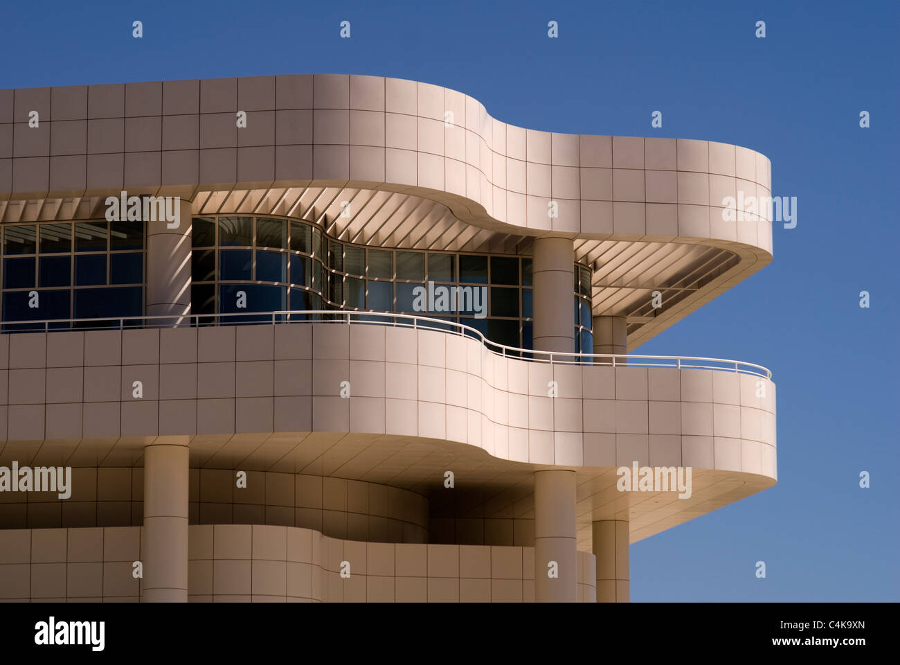 Exterior of entrance to Getty Center Museum by architect Richard Meier ...