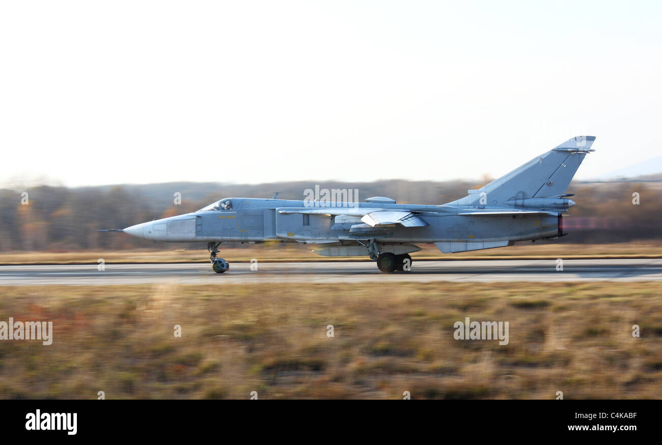 Military jet bomber on launch Stock Photo - Alamy