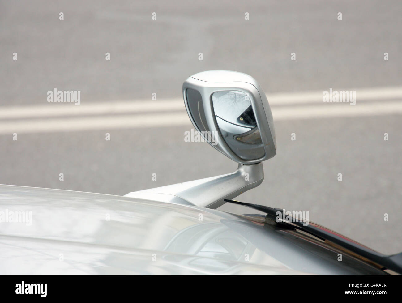Automobile rear-view mirror attached on a cowl Stock Photo - Alamy