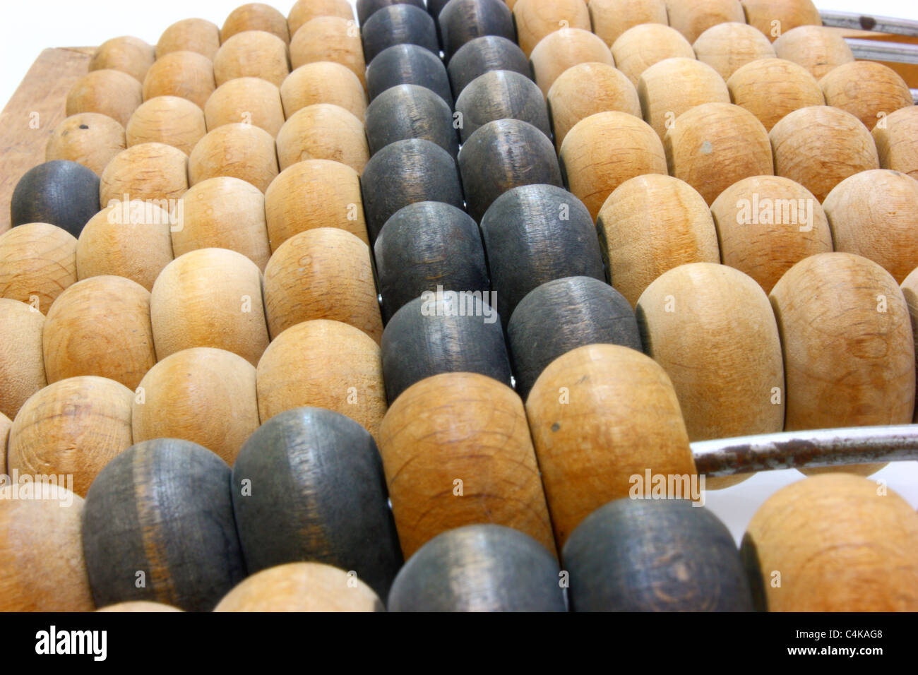 Accounting abacus for financial calculations lies on a white background ...