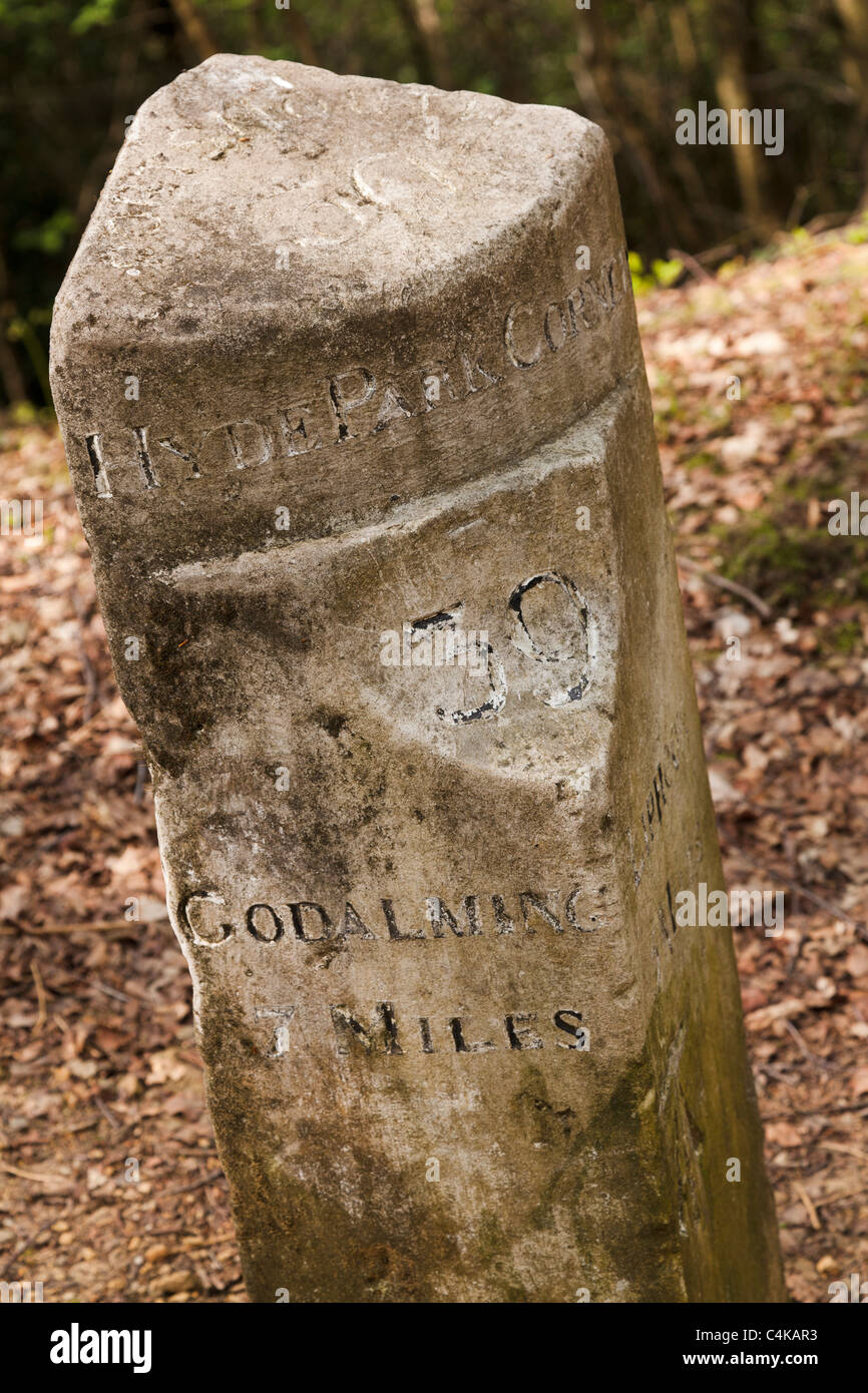 Milestone at Hindhead showing 39 miles to Hyde Park Corner plus ...