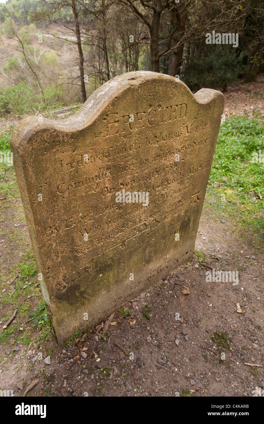 The Sailor's stone at Hindhead commerating the murder in 1786 Stock ...