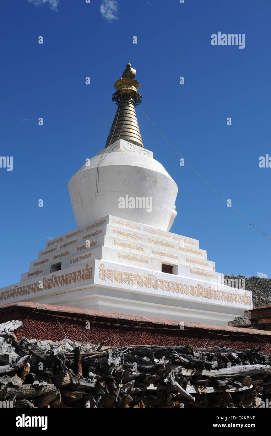 Landscape of a typical historic Buddhist stupa against blue sky in ...