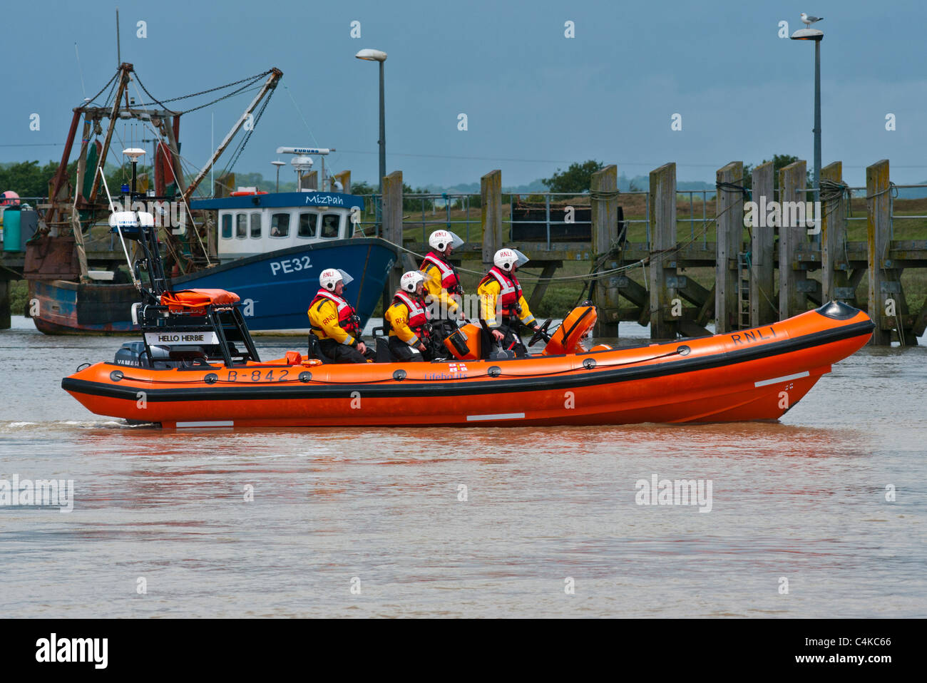 RNLI Atlantic 85 B Class Inshore Lifeboat With Crew Stock Photo - Alamy
