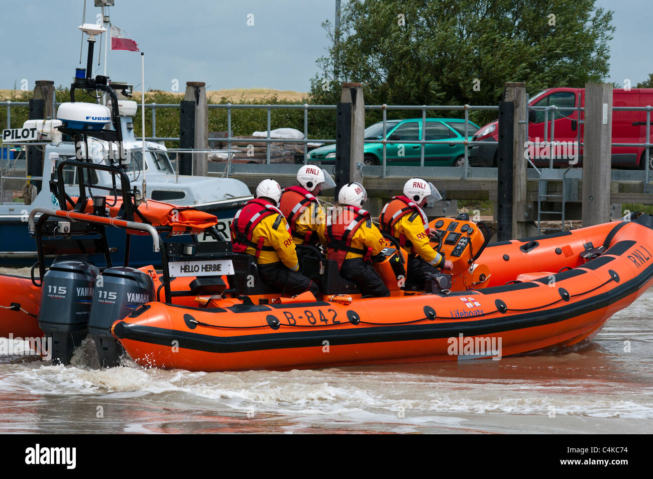 RNLI Atlantic 85 B Class Inshore Lifeboat With Crew Stock Photo - Alamy