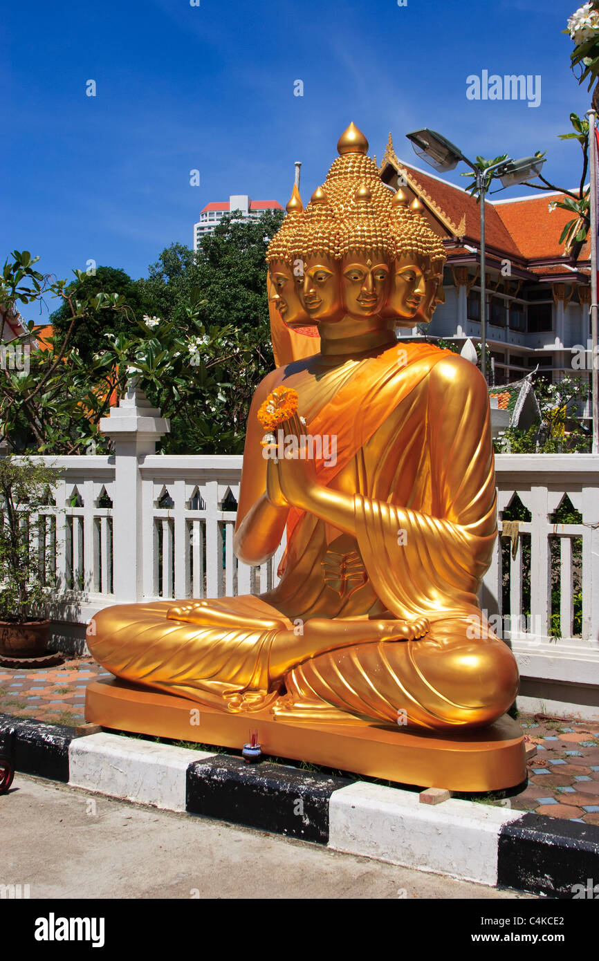 A big multi faced Buddha sitting outside the Temple, Wat Yannawa ...