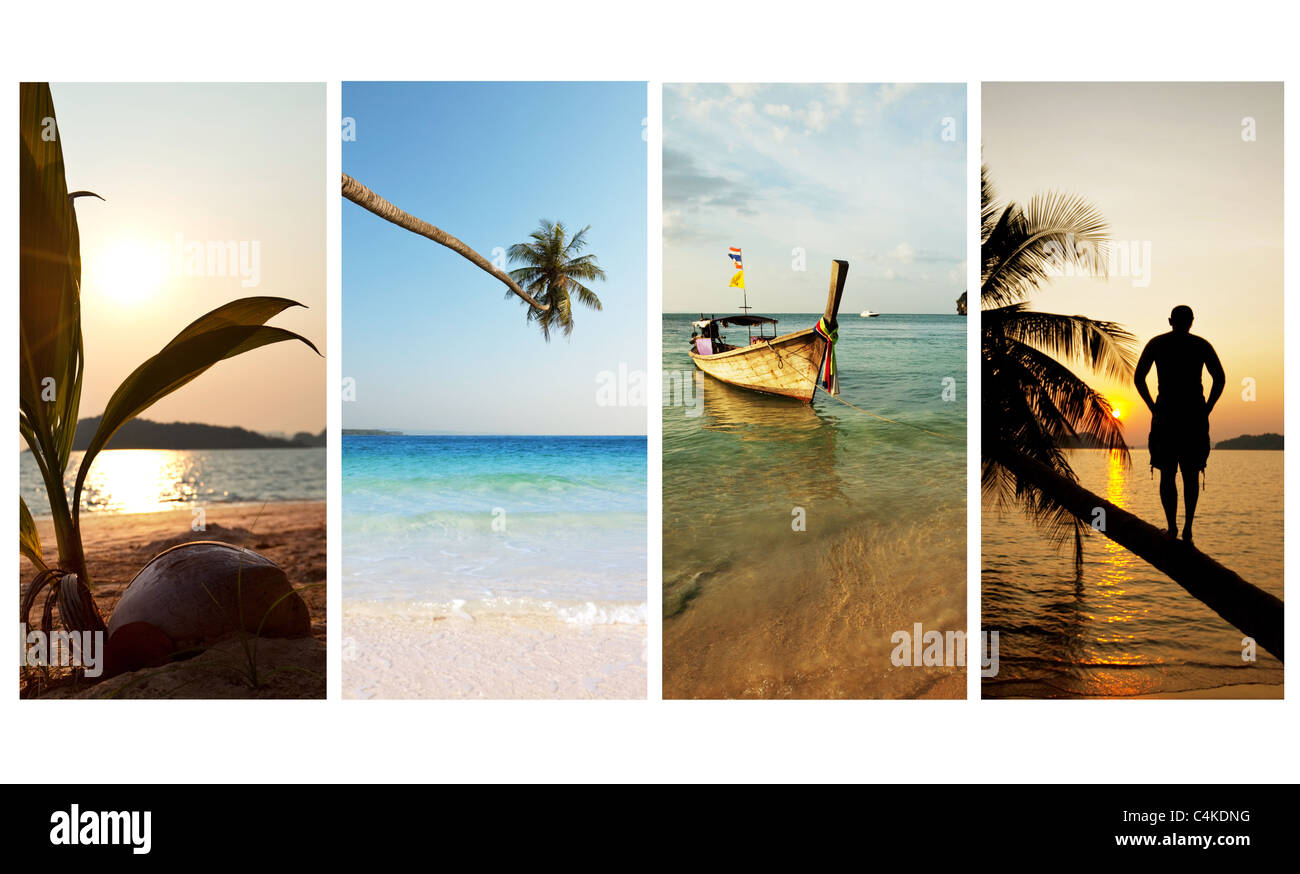 Tropical beach collage Stock Photo - Alamy