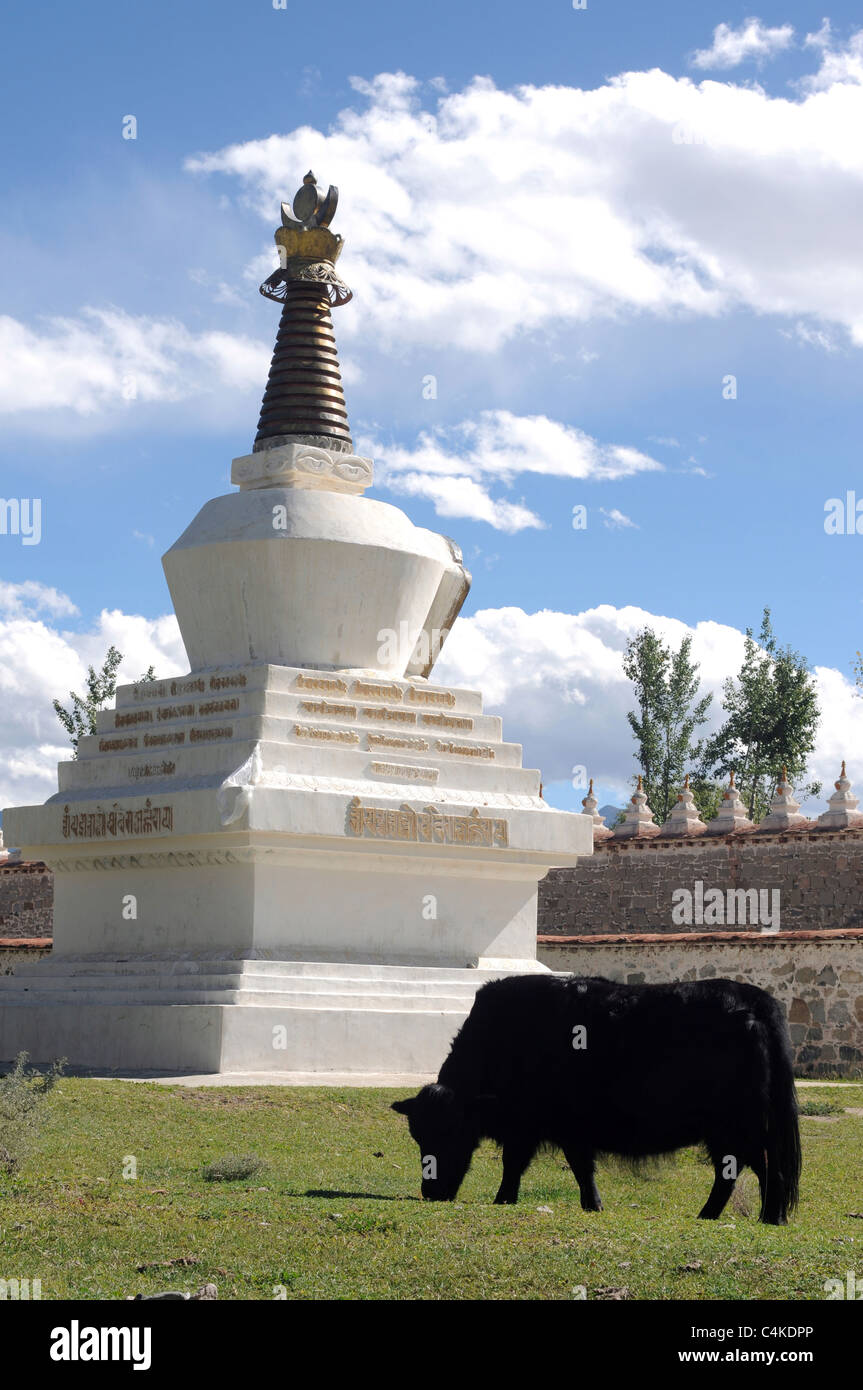 Landscape of a typical historic Buddhist stupa against blue sky in ...