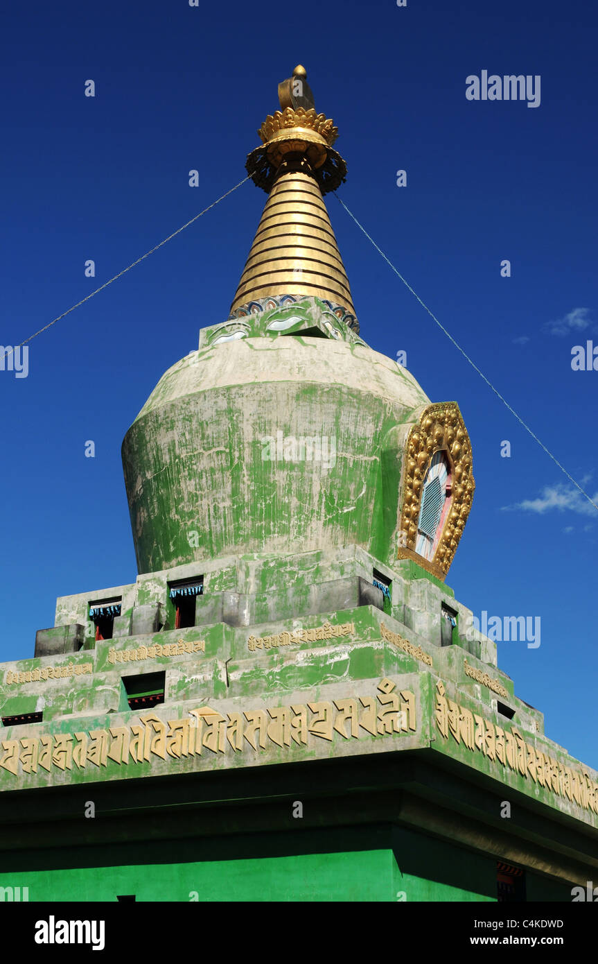 Landscape of a typical historic Buddhist stupa against blue sky in ...