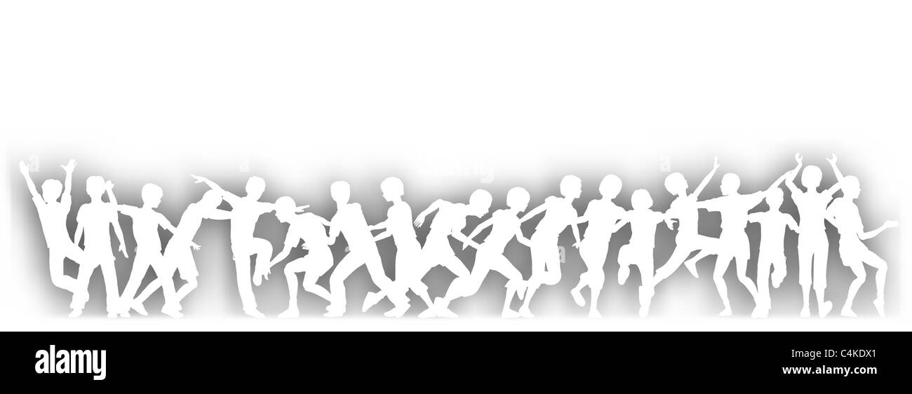 Illustrated cutout of children playing with background shadow Stock ...