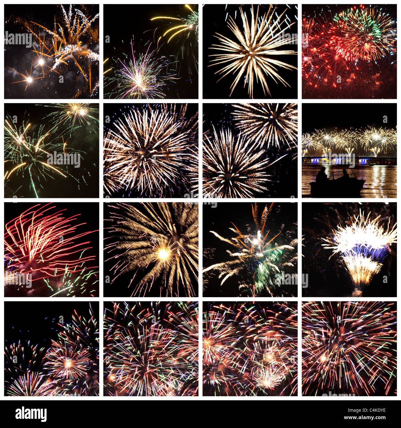 A collage of exploding fireworks Stock Photo - Alamy