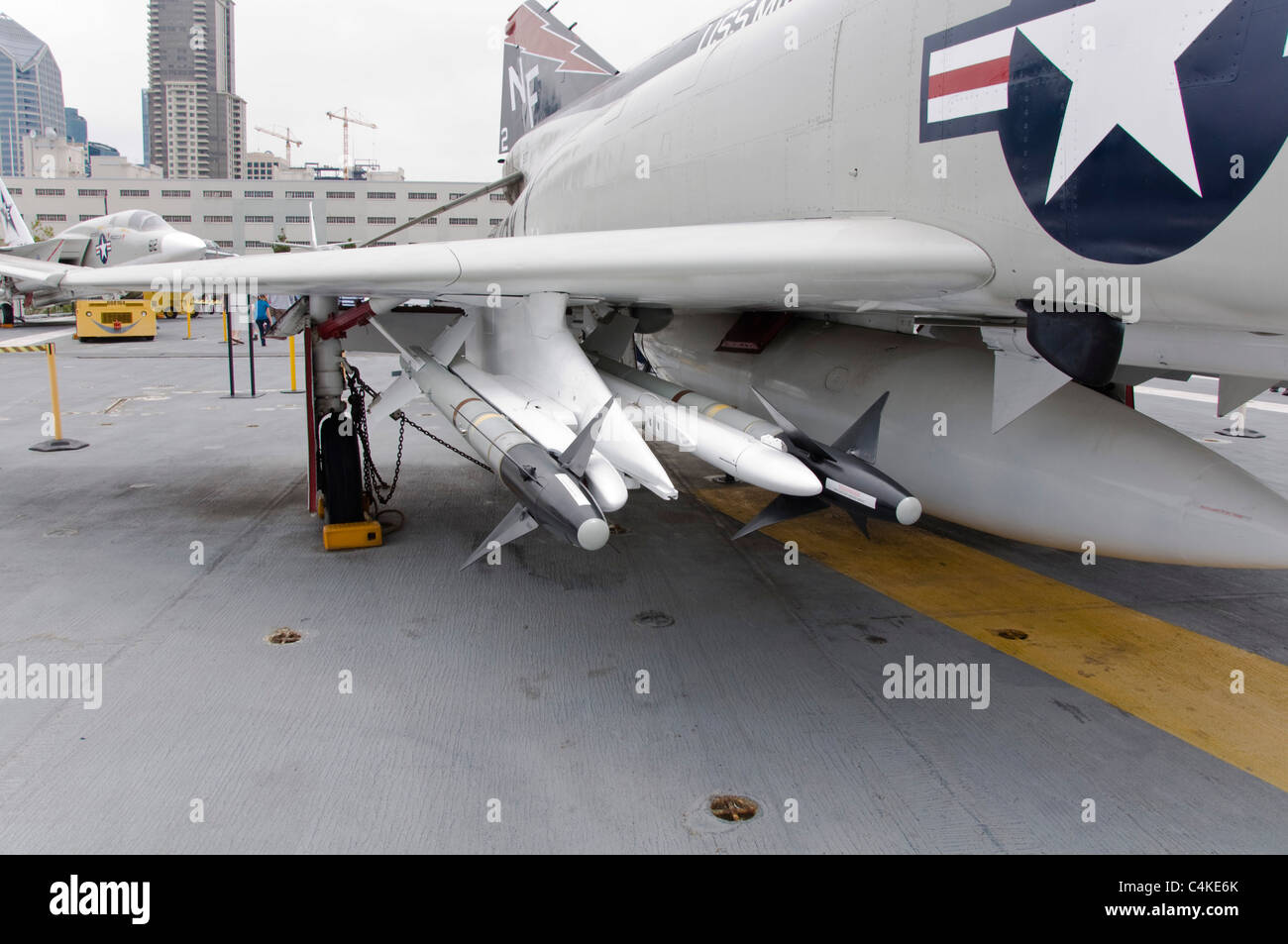 Sidewinder air to air missile mounted on a F8 crusader fighter, USS ...