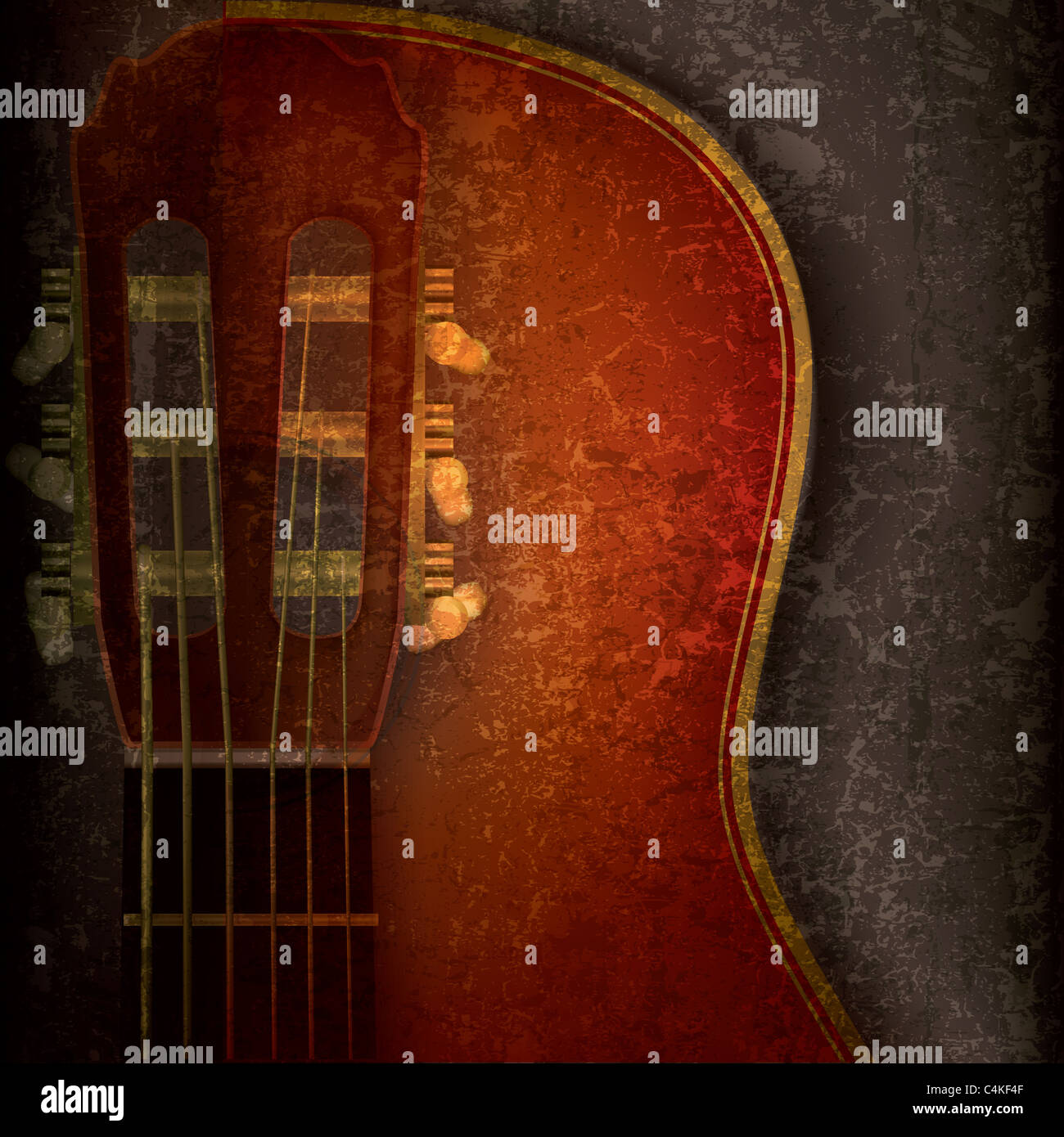 abstract music grunge background with acoustic guitar on grey Stock ...