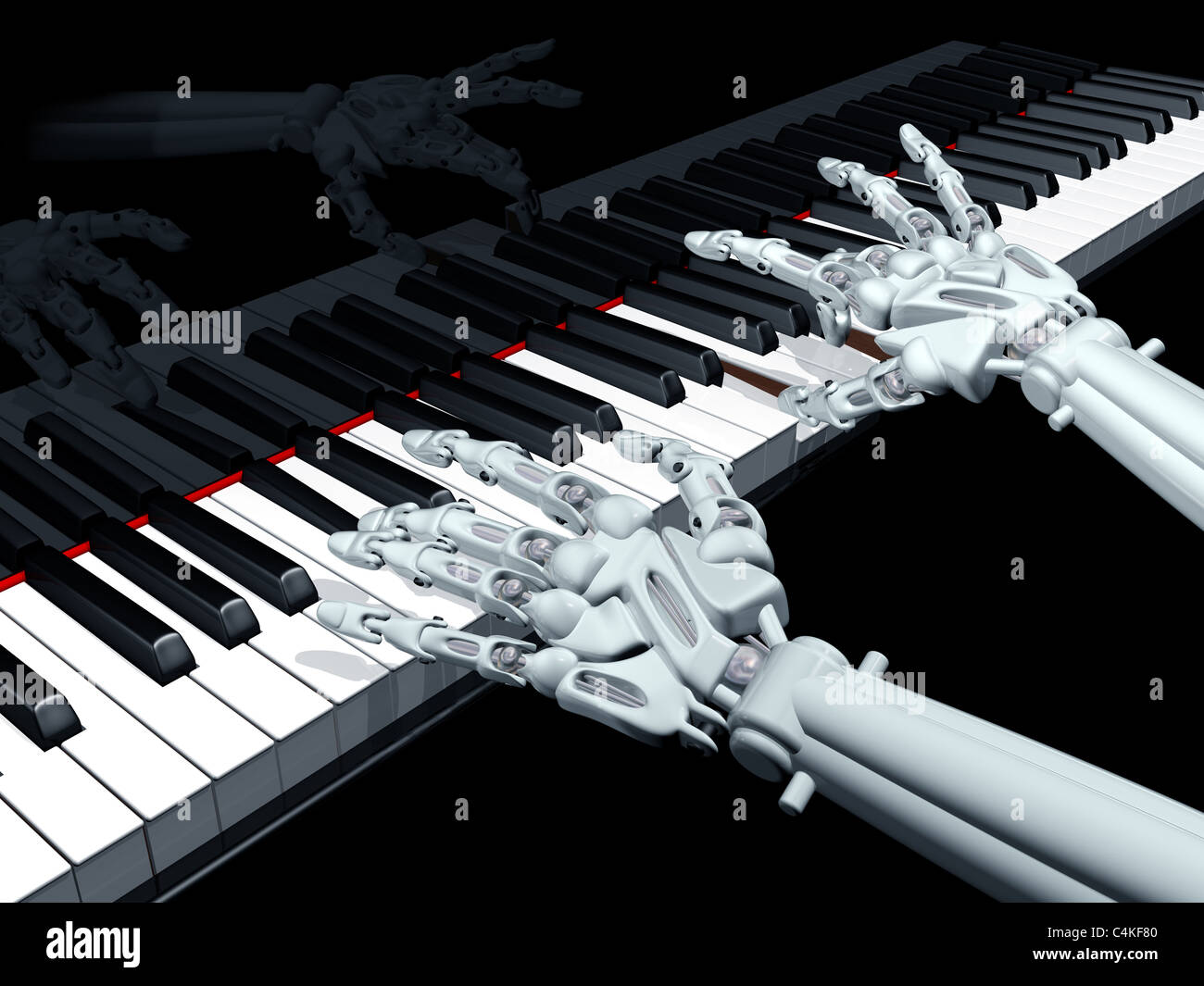 Illustration of a robot playing a grand piano Stock Photo - Alamy