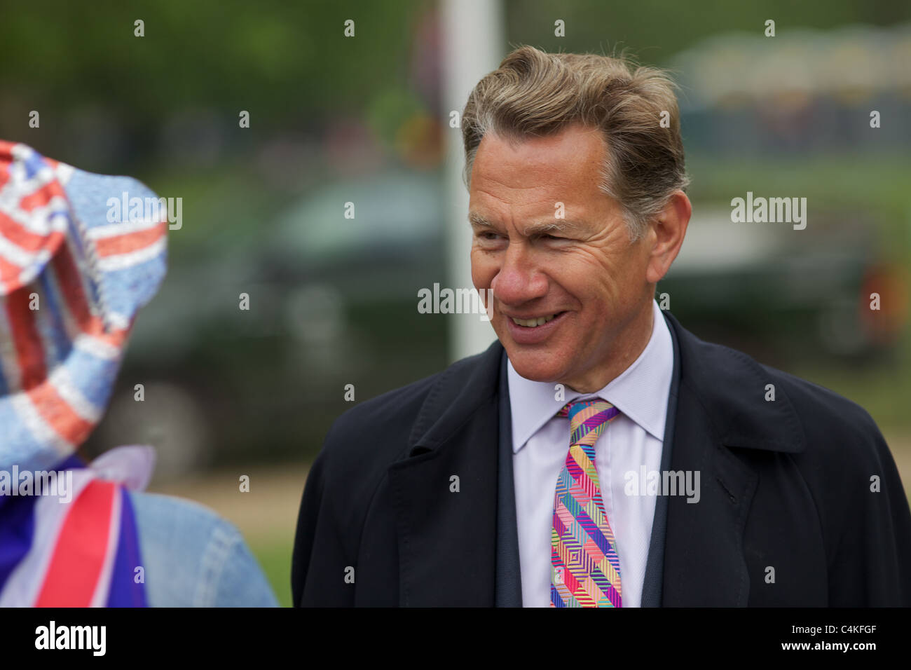 Michael Portillo TV presenter, interviewing someone in London, England ...