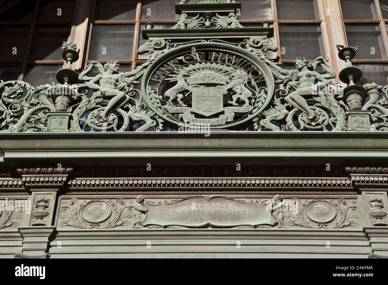 Details of an artwork above of a Bank of Hamilton door is seen in ...