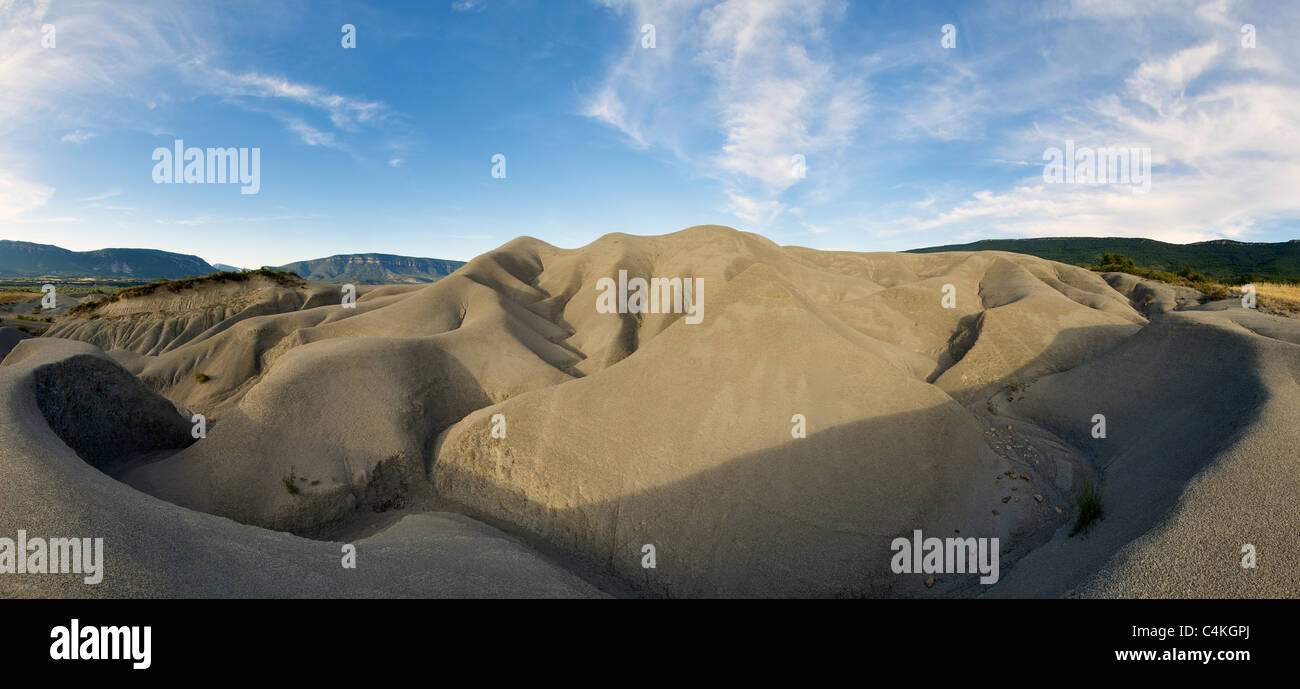 view of an arid landscape around the reservoir Yesa, Saragossa, Aragon ...