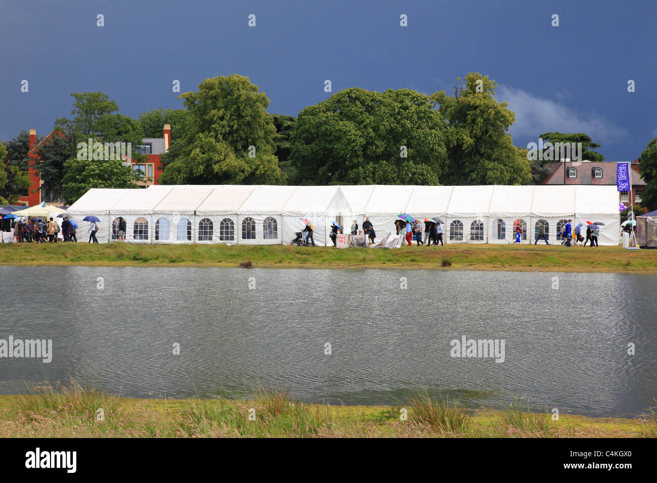 Pond and a marquee at Wimbledon village Fair on Wimbledon Green in ...