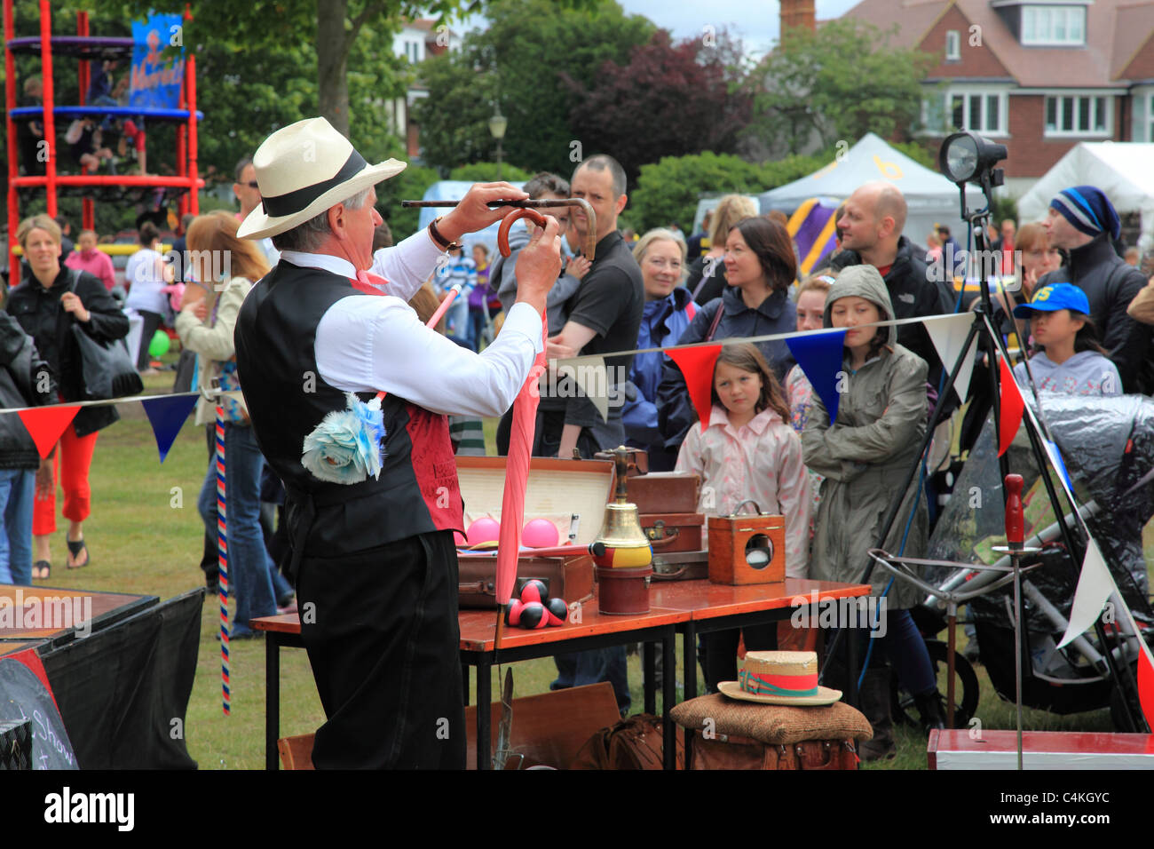 Entertainer at Wimbledon village Fair on Wimbledon Green in Wimbledon ...