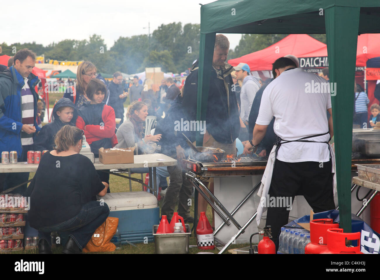 Barbeque grill at Wimbledon village Fair on Wimbledon Green in ...