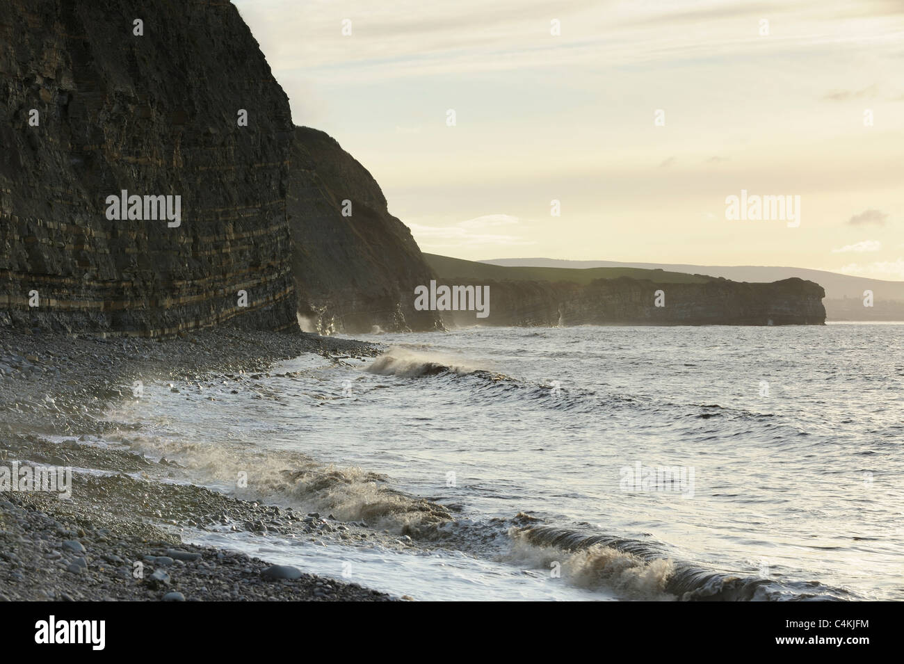Sea cliffs and the beach at East Quantoxhead, Somerset Stock Photo - Alamy