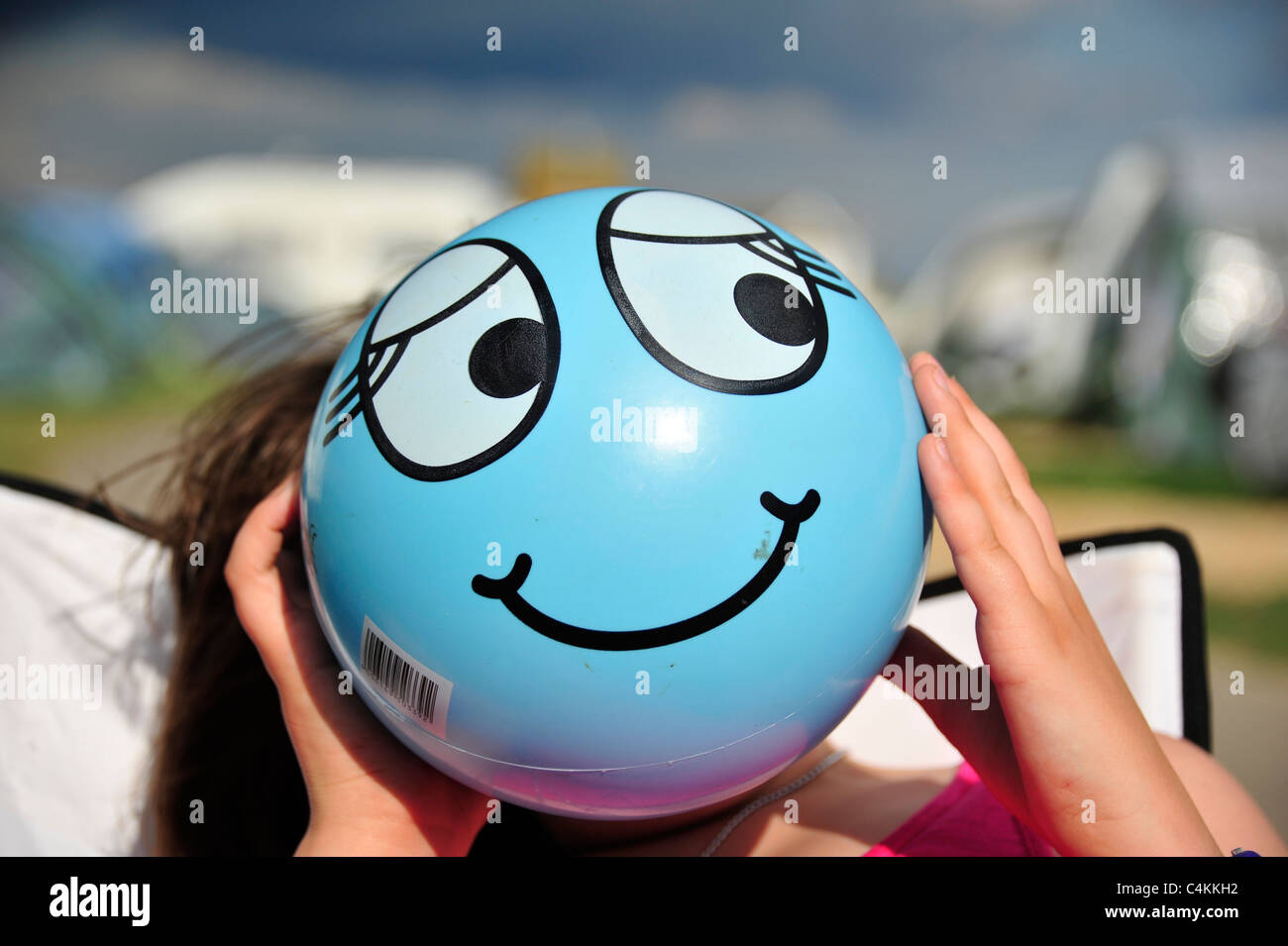 Smiley Face Ball at Pevensey Bay Stock Photo - Alamy