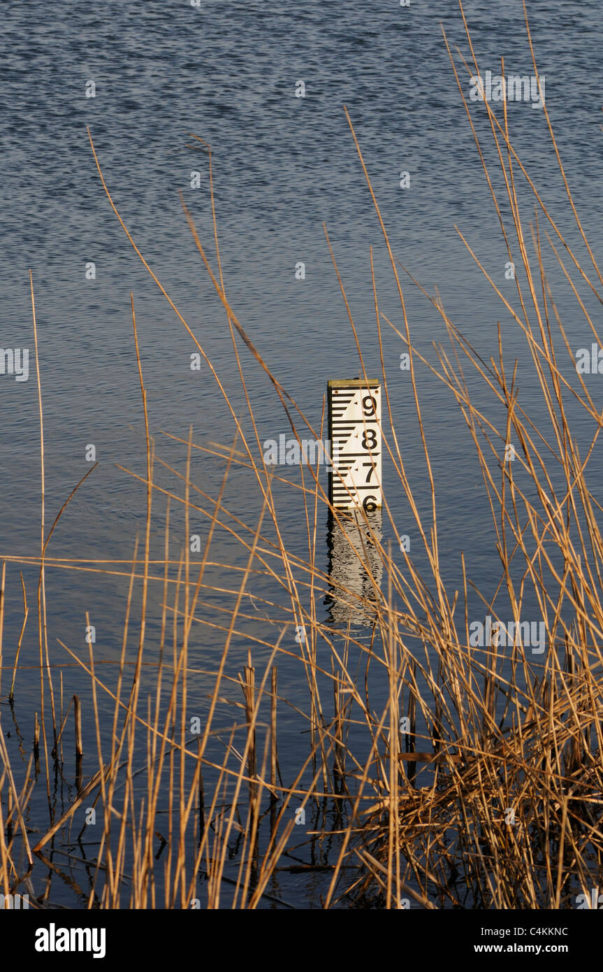 A stake with a scale measuring the depth of a lake Stock Photo - Alamy