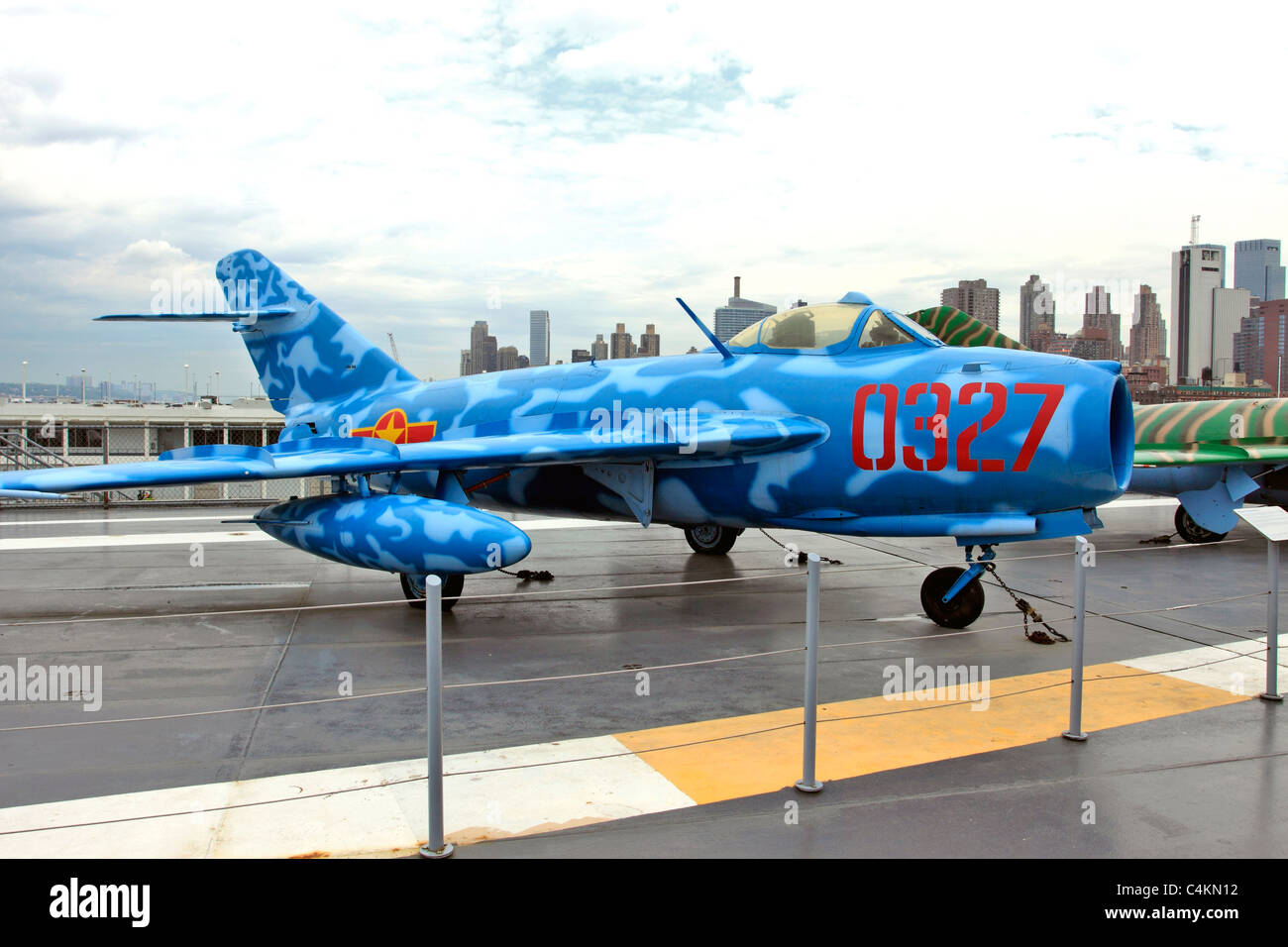 Russian MIG-17 on the flight deck of the USS Intrepid Aircraft Carrier ...