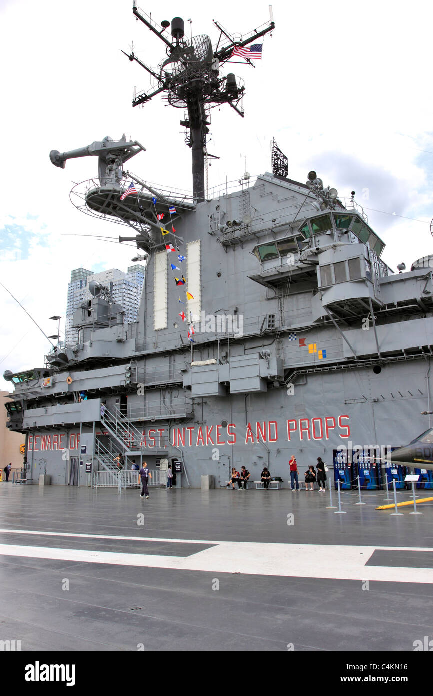 Flight deck and superstructure of the USS Intrepid Aircraft Carrier Sea ...