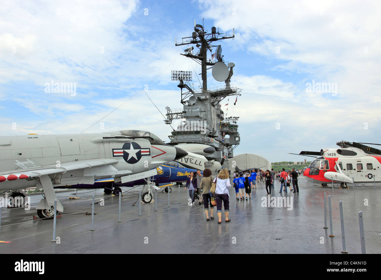 Tourists on flight deck of USS Intrepid Aircraft Carrier Sea Air and ...