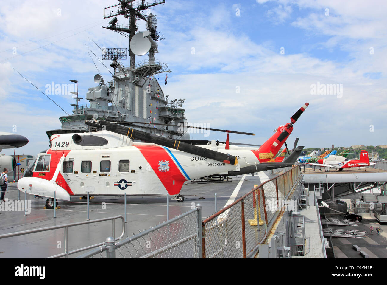 Helicopters and aircraft on flight deck of the USS Intrepid Aircraft ...