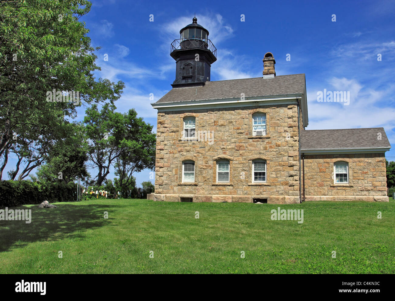 Old Field Lighthouse overlooking Long Island Sound on the north shore ...
