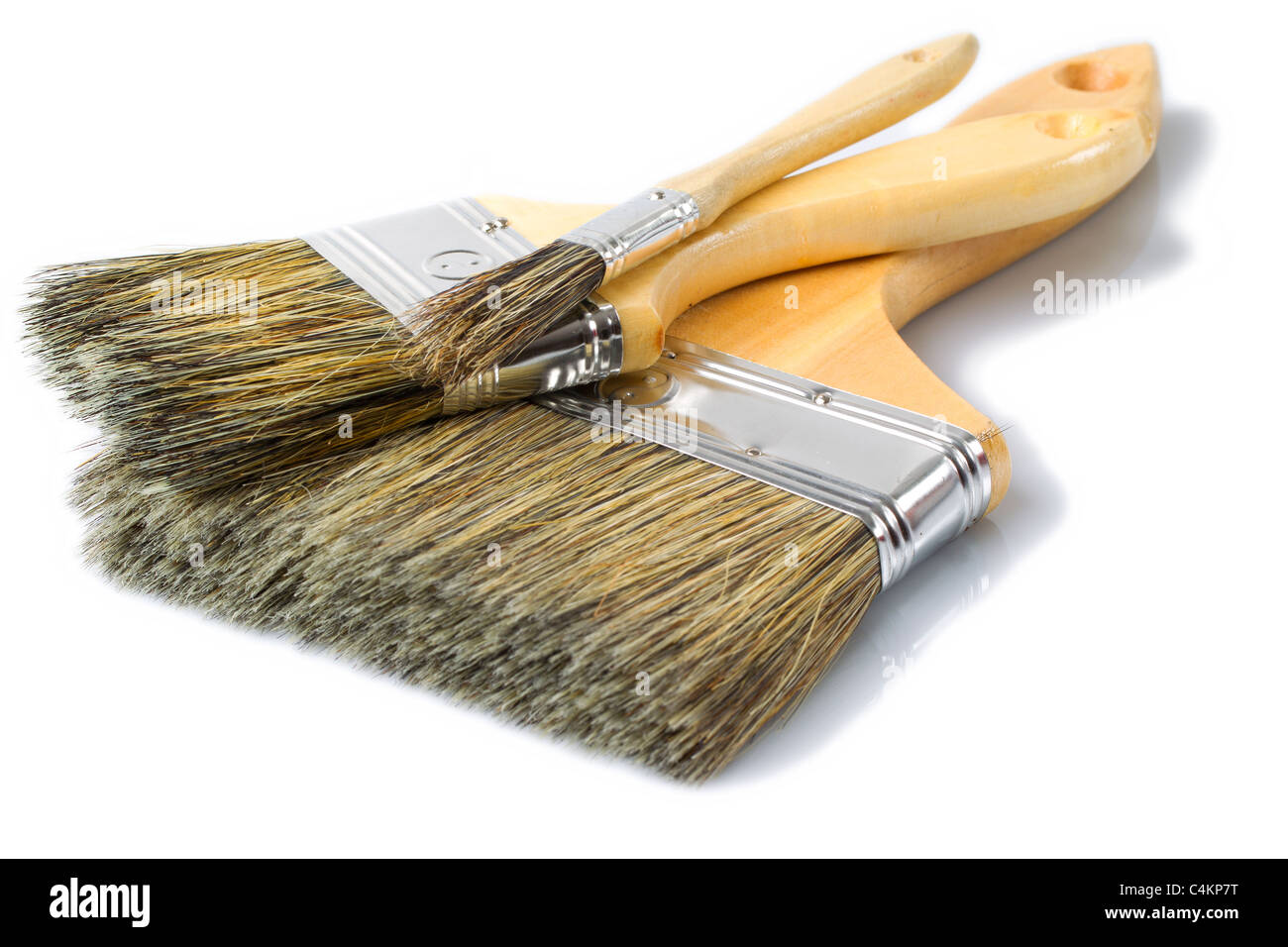 Set Of Three Wood Brushes Isolated On White Background Studio Shot ...