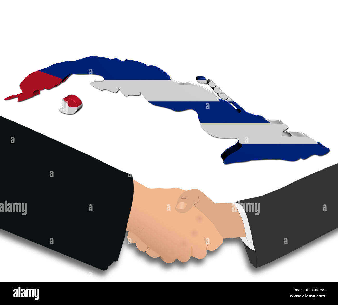 people shaking hands with Cuba map flag illustration Stock Photo - Alamy
