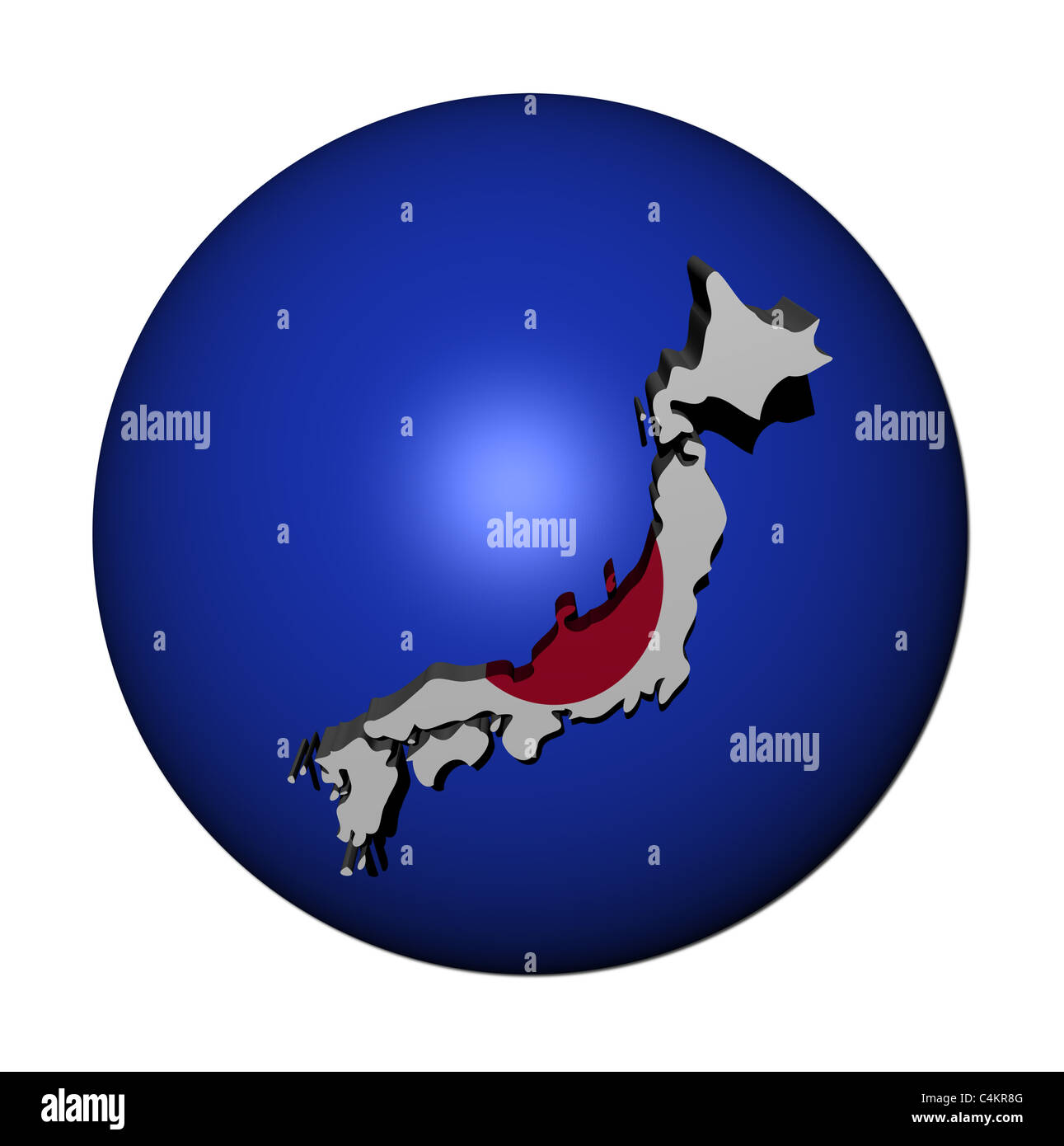 Japan map flag on blue sphere illustration Stock Photo - Alamy