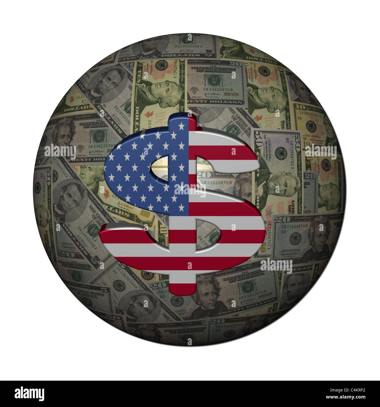 American flag dollar symbol on dollars sphere Stock Photo - Alamy
