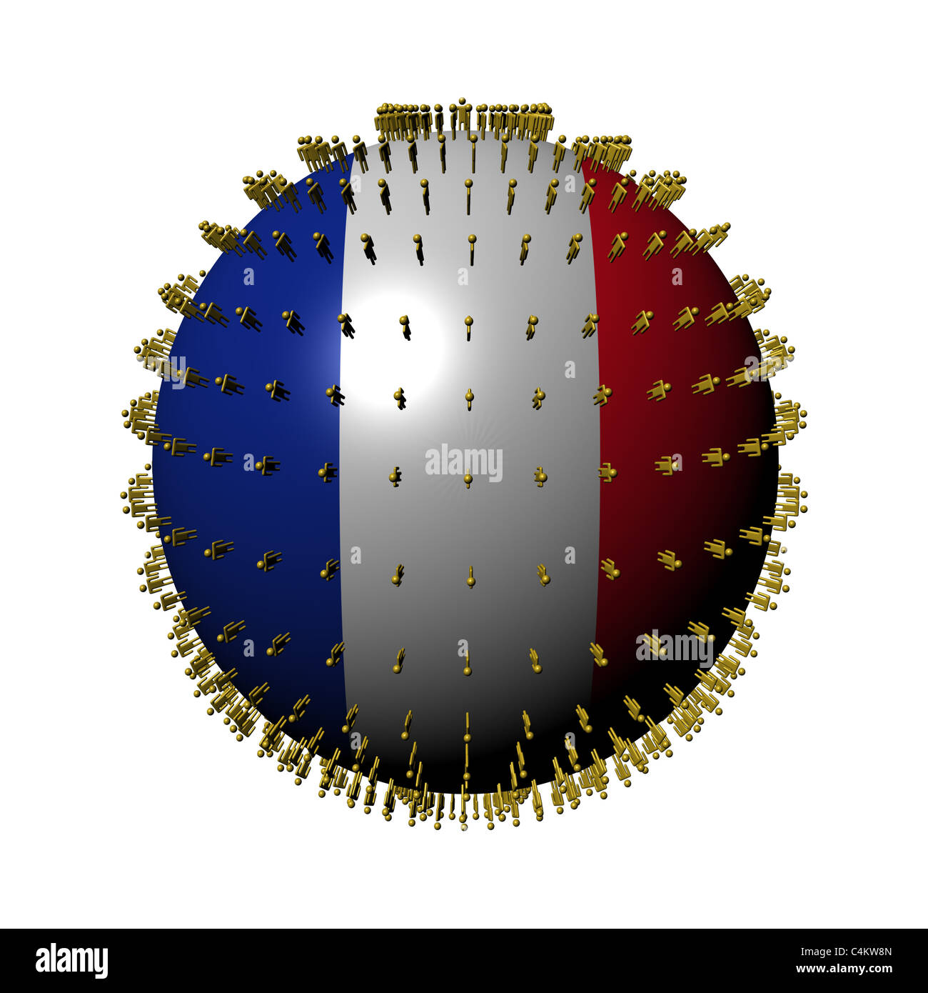 France flag sphere surrounded by people illustration Stock Photo - Alamy