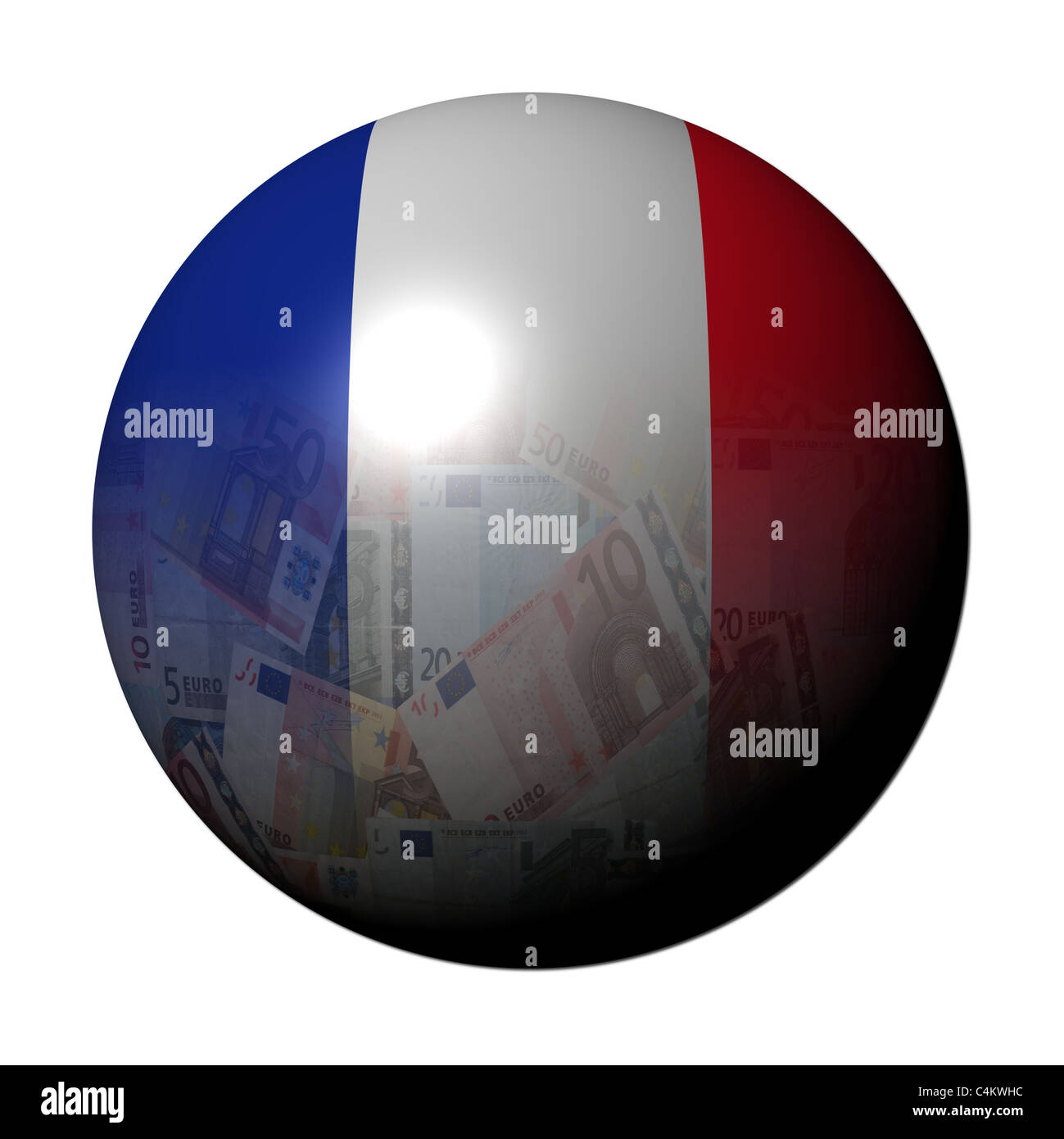 French Euros flag sphere on white illustration Stock Photo - Alamy