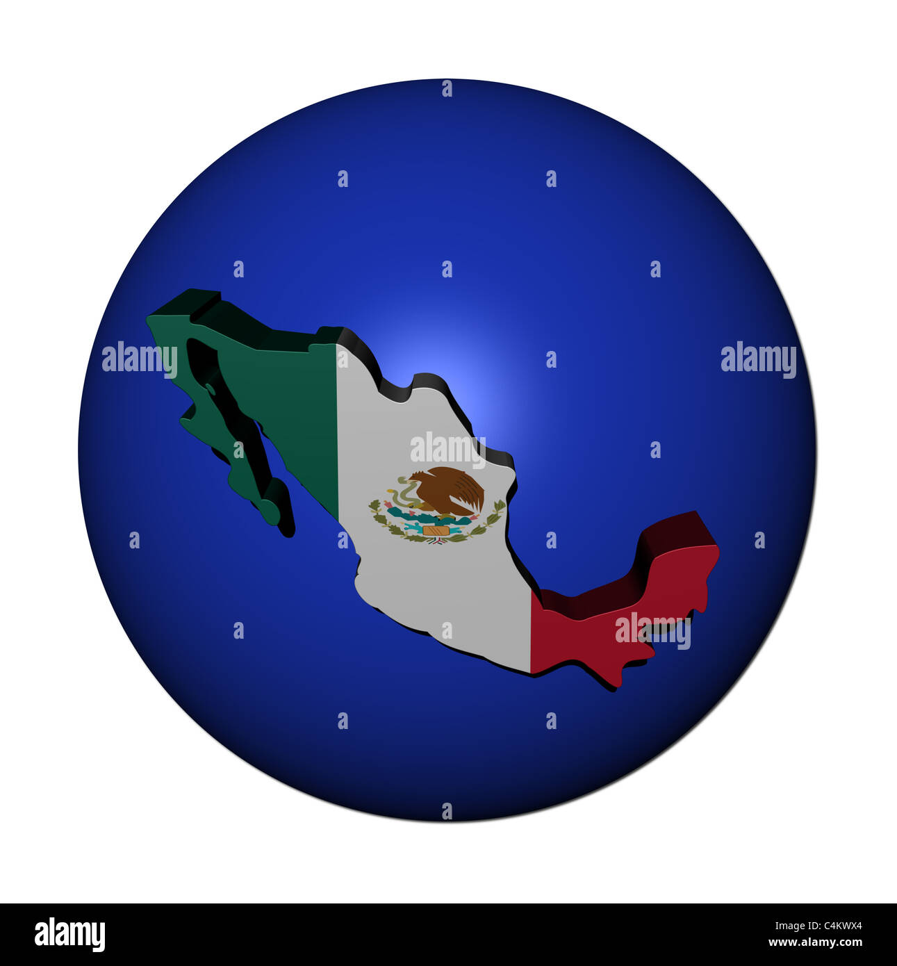 Mexico map flag on blue sphere illustration Stock Photo - Alamy