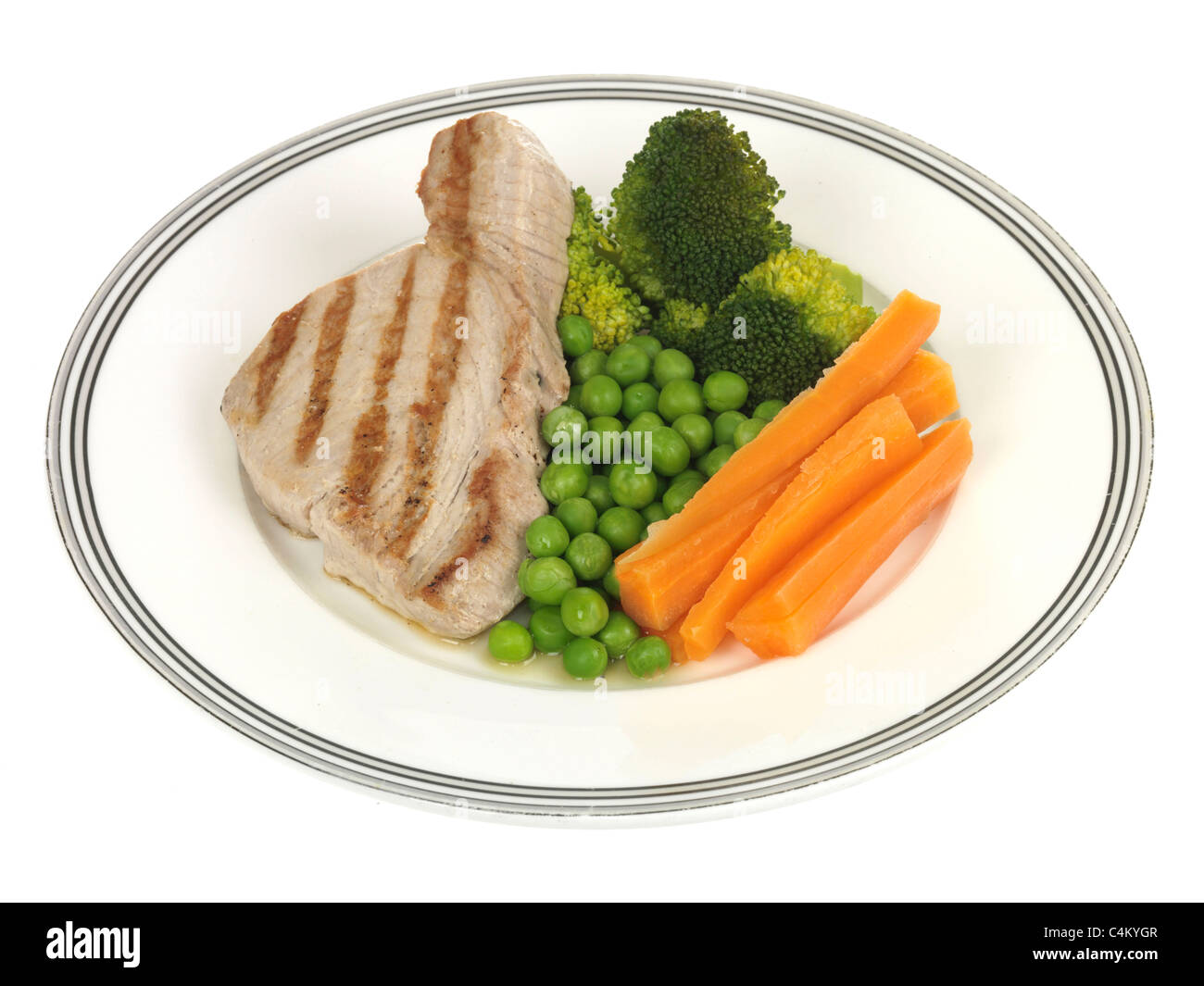 Tuna fish portion fillet steqak veg vegetables hi-res stock photography ...