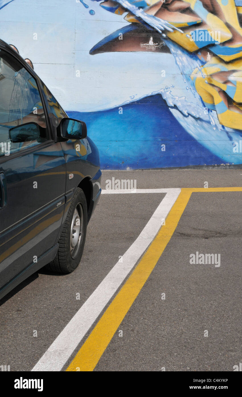 Car Parking and Graffiti Stock Photo - Alamy