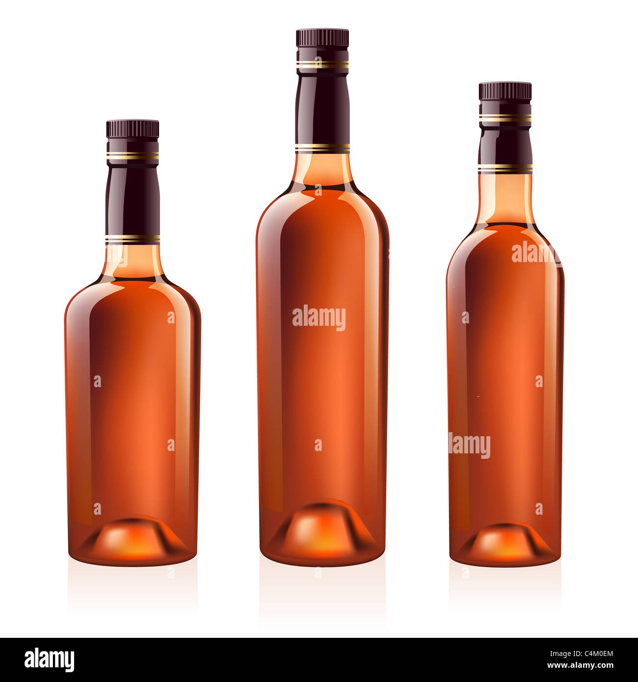 Realistic vector bottles of cognac (brandy). Isolated on white background Stock Photo - Alamy