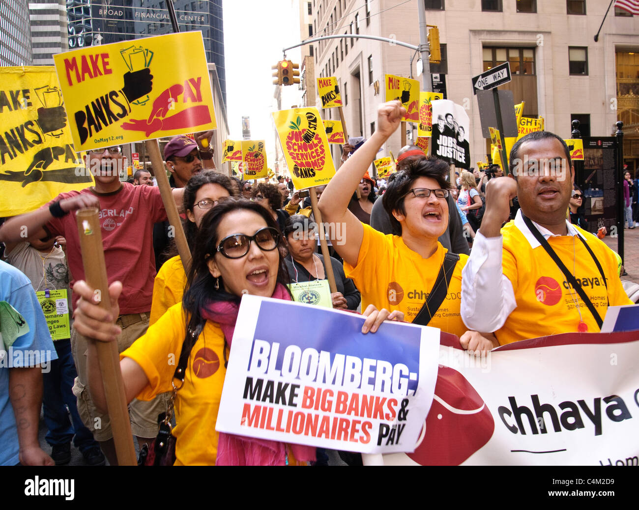 New York City, a protest against big banks, war, racial discrimination ...