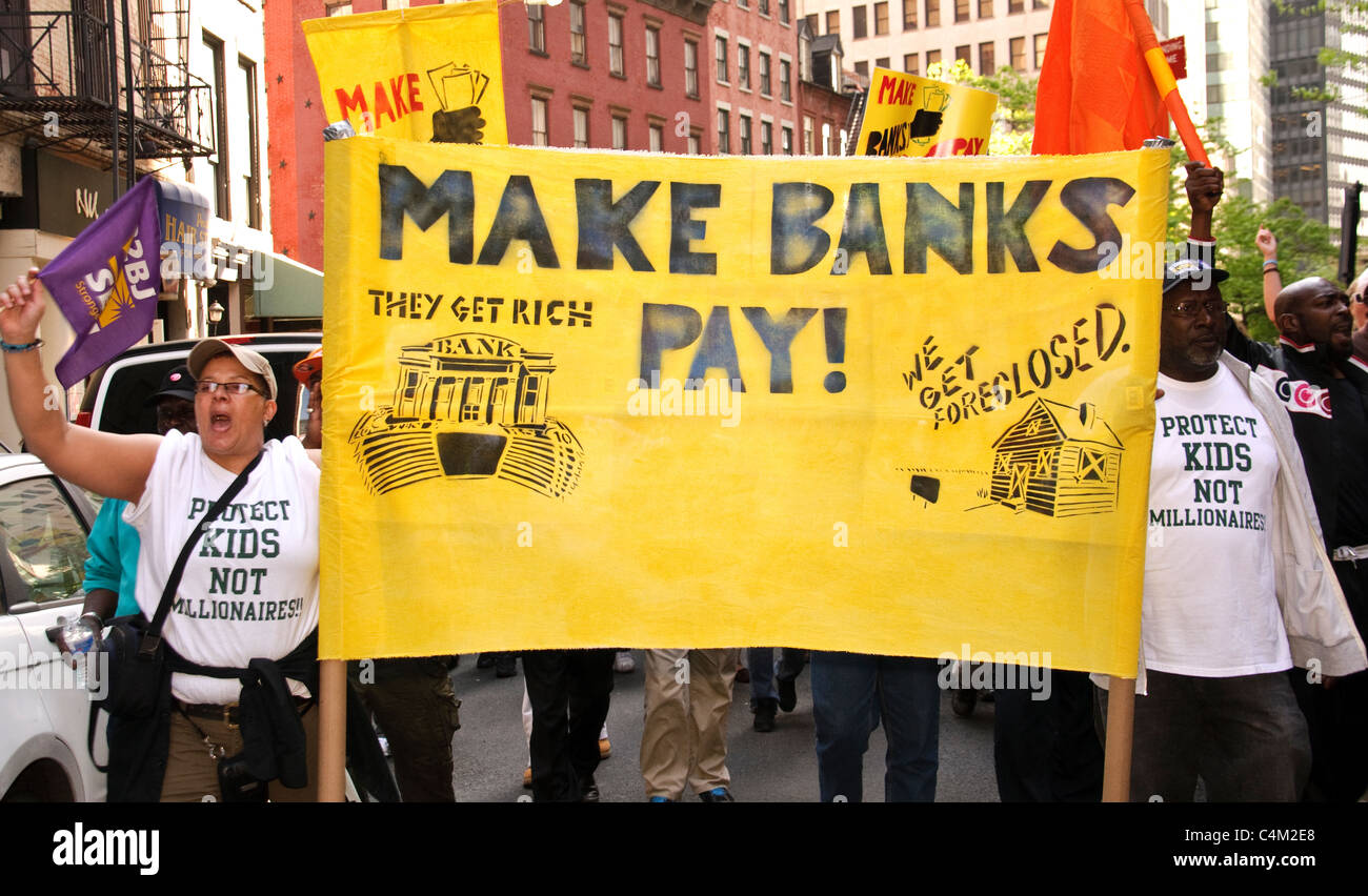 New York City, a protest against big banks, war, racial discrimination ...