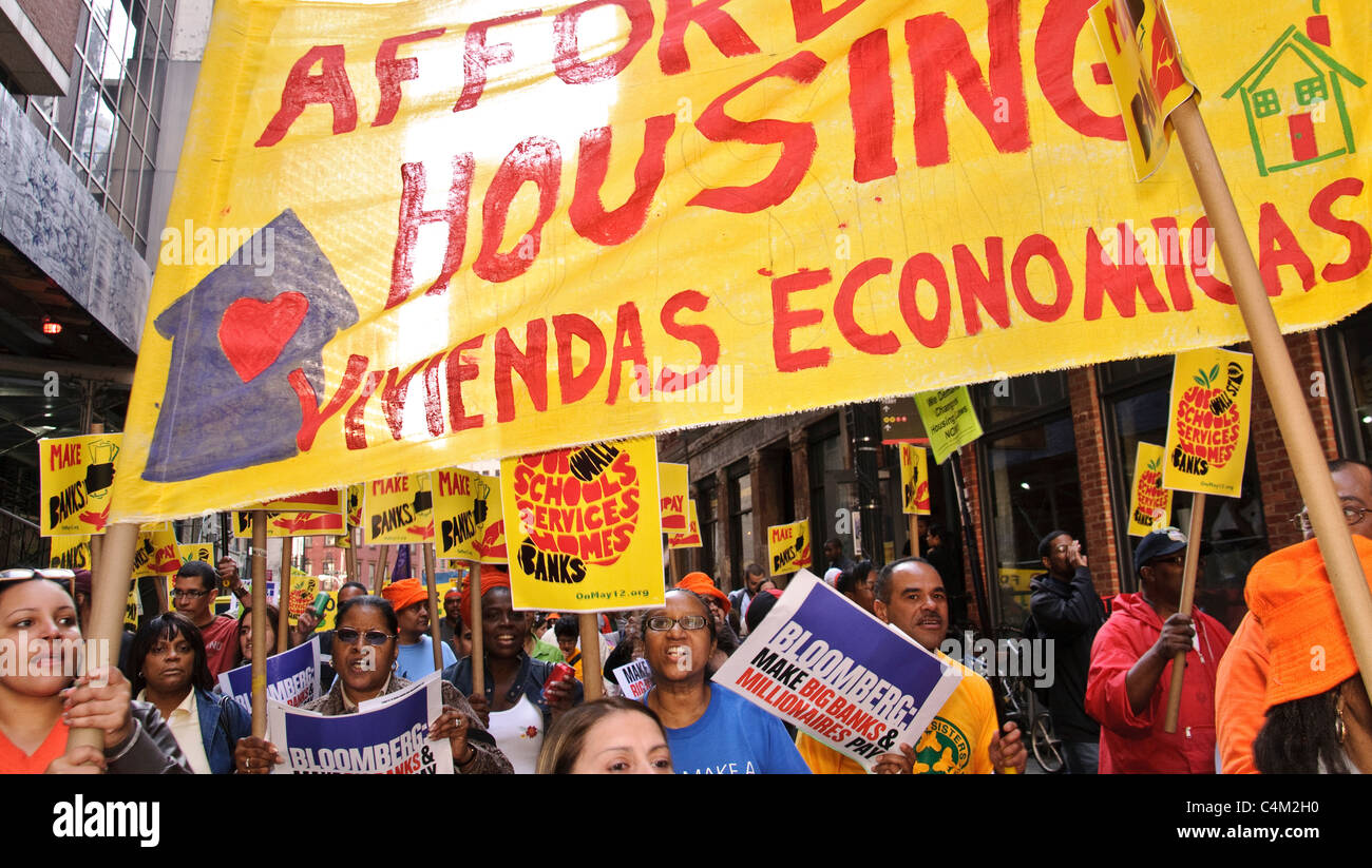 New York City, a protest against big banks, war, racial discrimination ...