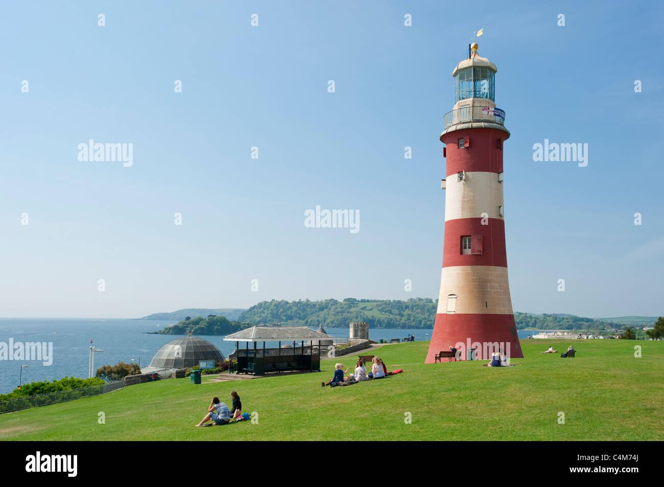 Smeaton's Tower, an Eddystone lighthouse that dominates Plymouth Hoe ...