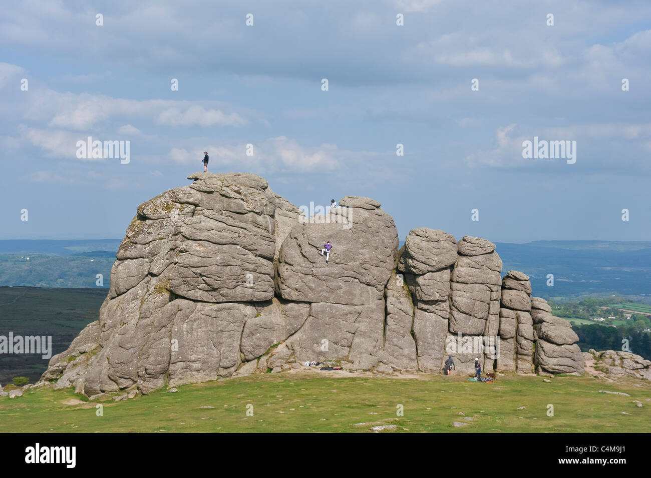 Dartmoor National Park Haytor Hay Tor rocks people Stock Photo - Alamy