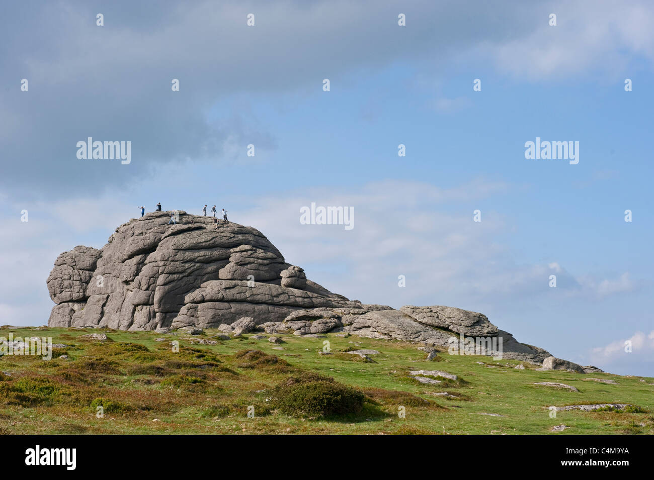 Dartmoor National Park Haytor Hay Tor rocks people Stock Photo - Alamy