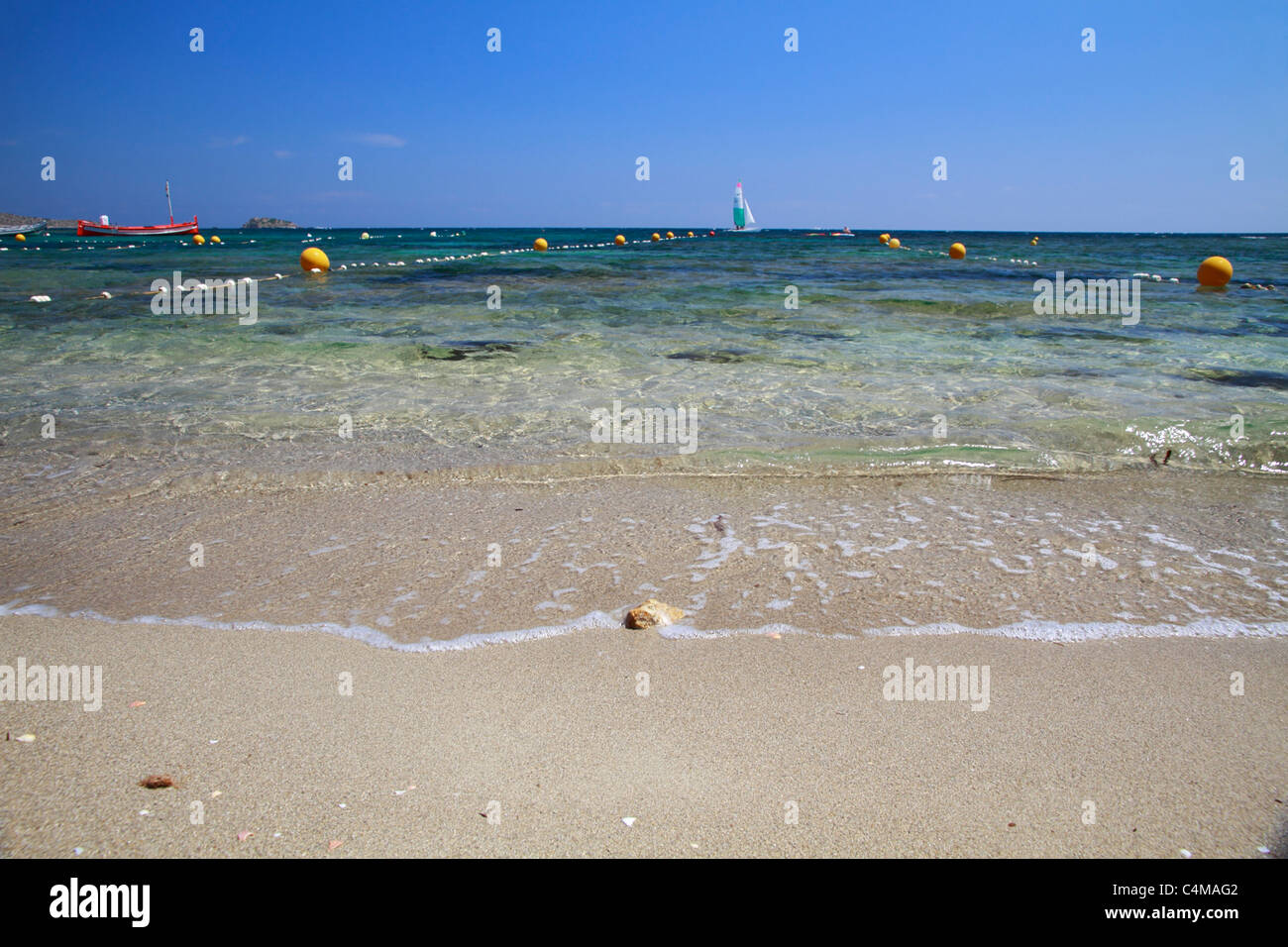 View from the beach of Cala Pada, Ibiza, Spain Stock Photo - Alamy